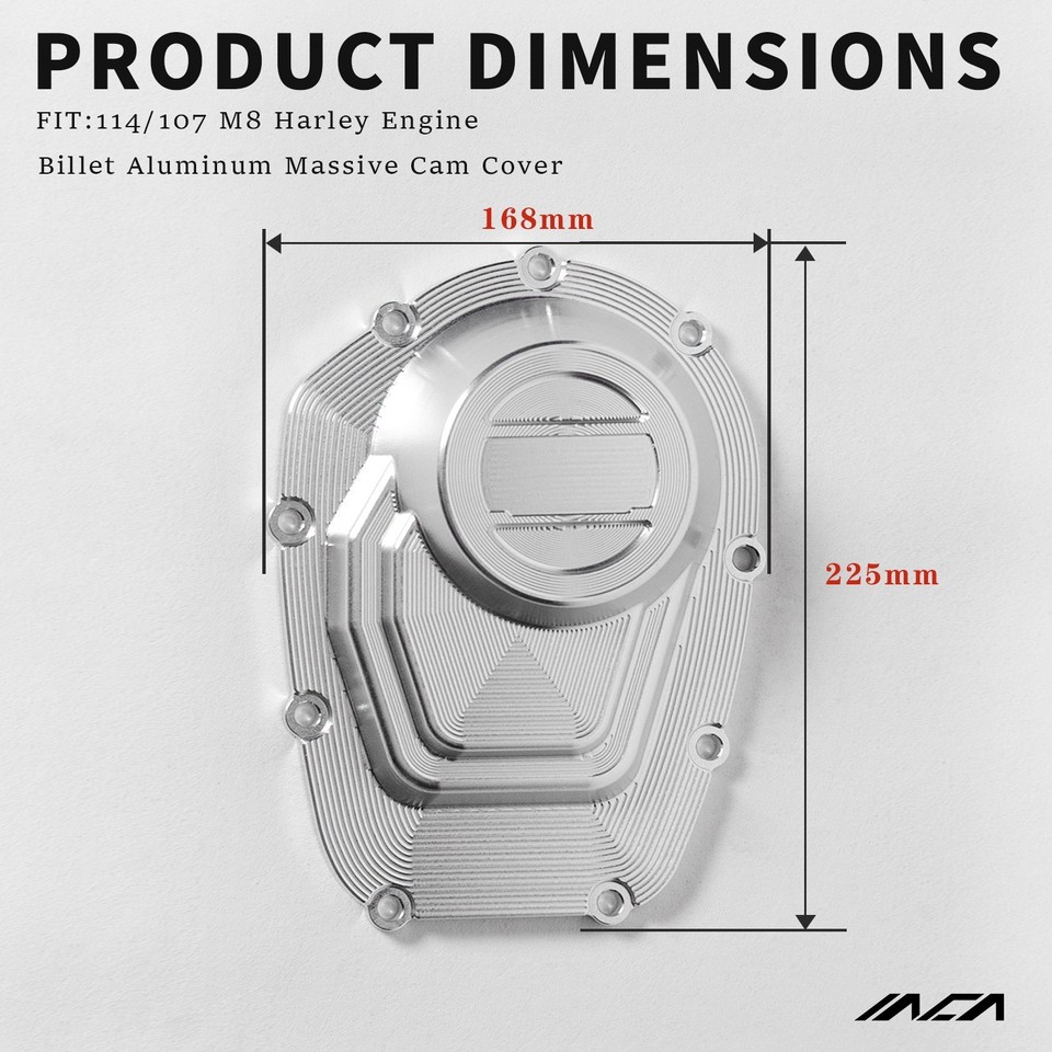INCA Motor Accessories Billet Aluminum Cam Cover For 114 107 M8 Harley ...