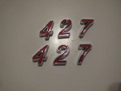 CHEVROLET 427 HOOD SCOOP FENDER TRUNK ENGINE ID EMBLEMS SET RED | eBay