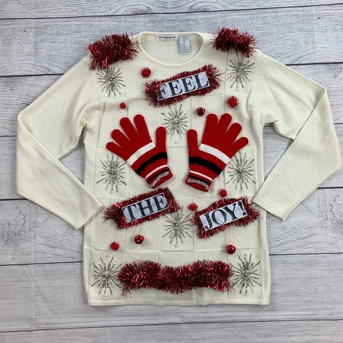 Ugly Christmas Sweater sz S Feel the Joy Sexy Funny Naughty Crafted ...