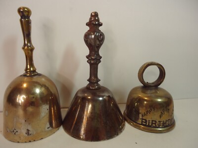 3 solid brass bells,temple bell,dinner bell,happy birthday bell | eBay