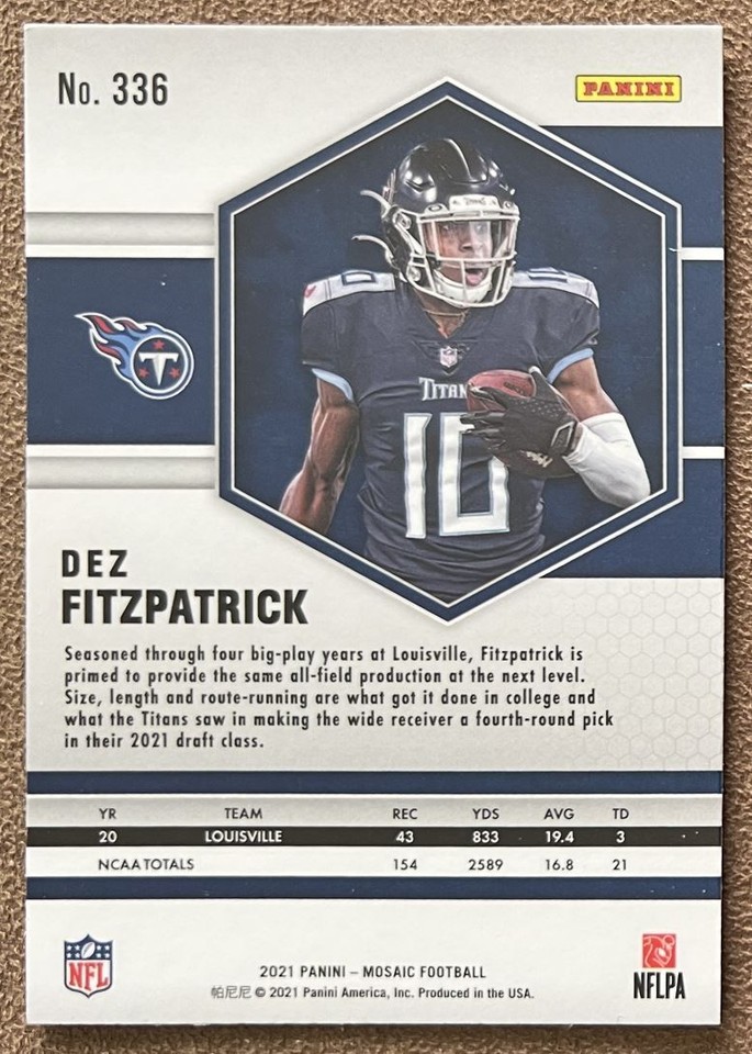 Dez Fitzpatrick 2021 Panini Mosaic Rookie #336 Tennessee Titans ...