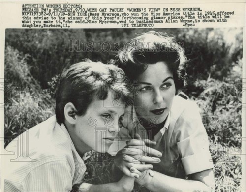 1959 Press Photo Bess Myerson, Miss America '45 with daughter Barbara ...