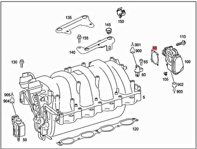 Genuine MERCEDES Electronic gas actuator to intake manifold Gasket ...