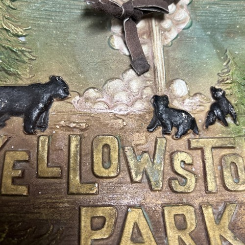 RARE - YELLOWSTONE PLAQUE w/BLACK BEARS AND OLD FAITHFUL | eBay