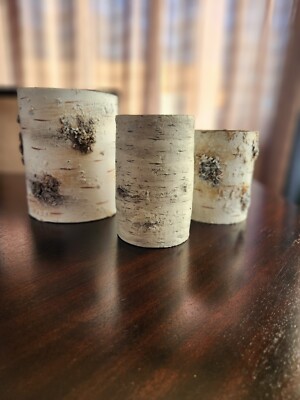 3 Faux Birch Aspen Bark Candle Holder Riser Rustic Vase Decor Woodland ...