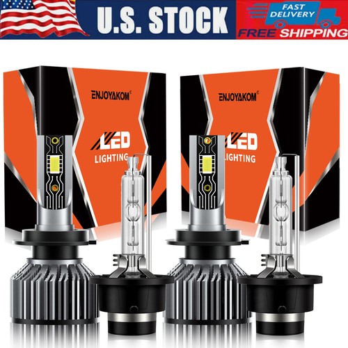 For R32 2008-2008 4x LED Headlight Bulbs H7 D2S HID High Low Beam 6500K ...