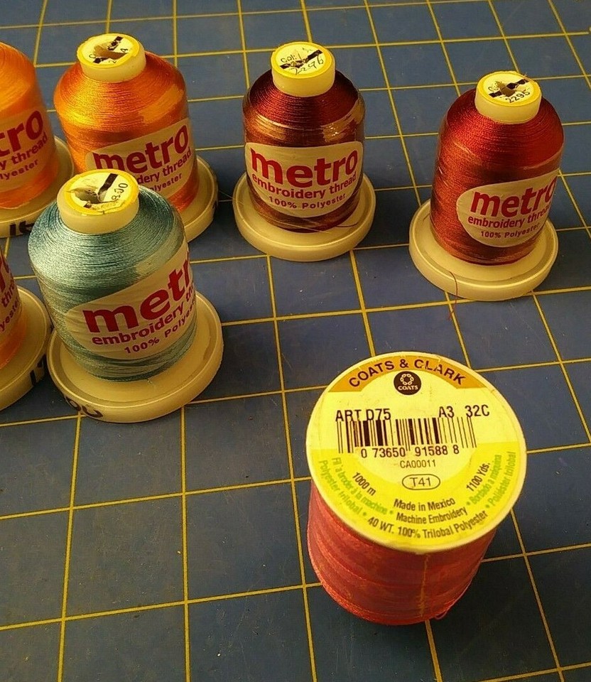 LOT 12 METRO Embroidery Thread 100% Polyester solid colors and one ...