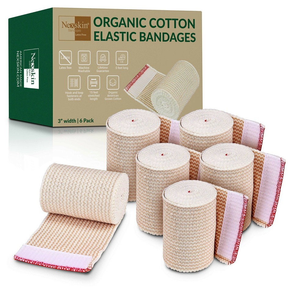 Nexskin Cotton Elastic Compression Bandages Hook & Loop Wrap Fasteners ...