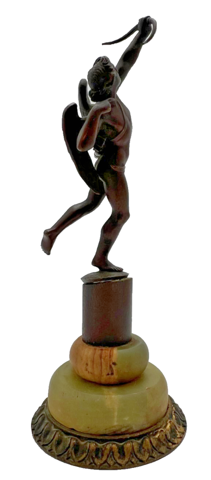 Art Nouveau Bronze Cupid Figure on Onyx & Marble Base – Winged Cherub ...