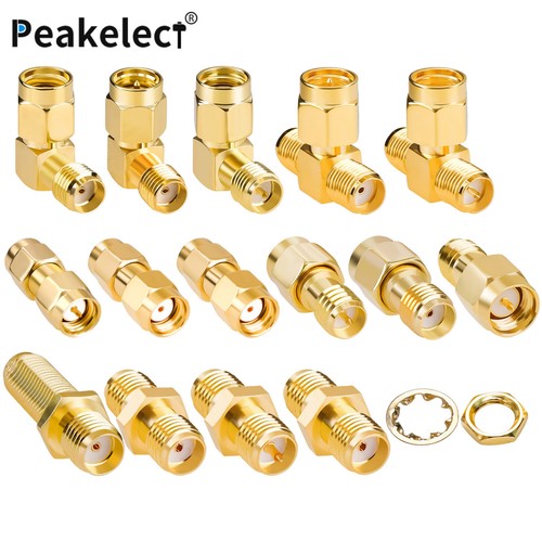 15PCS SMA Connector Kit Gold-Plated SMA Adapters Male Female RR-SMA RF ...