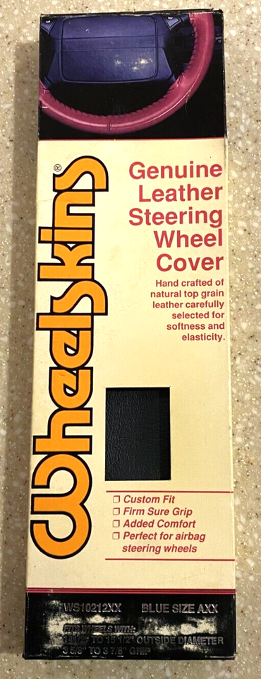 WHEELSKINS BLUE LEATHER STEERING WHEEL COVER AXX 14.5" 15.5" NEW OLD ...