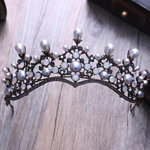 Antiqued Copper Crystal & Pearl Wedding Bridal Queen Princess Prom ...