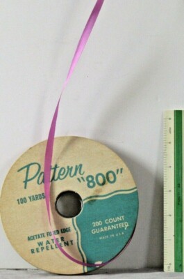 AFMC Vintage PATTERN "800" RIBBON Orchid ACETATE Fused Edge DOUBLE Side ...
