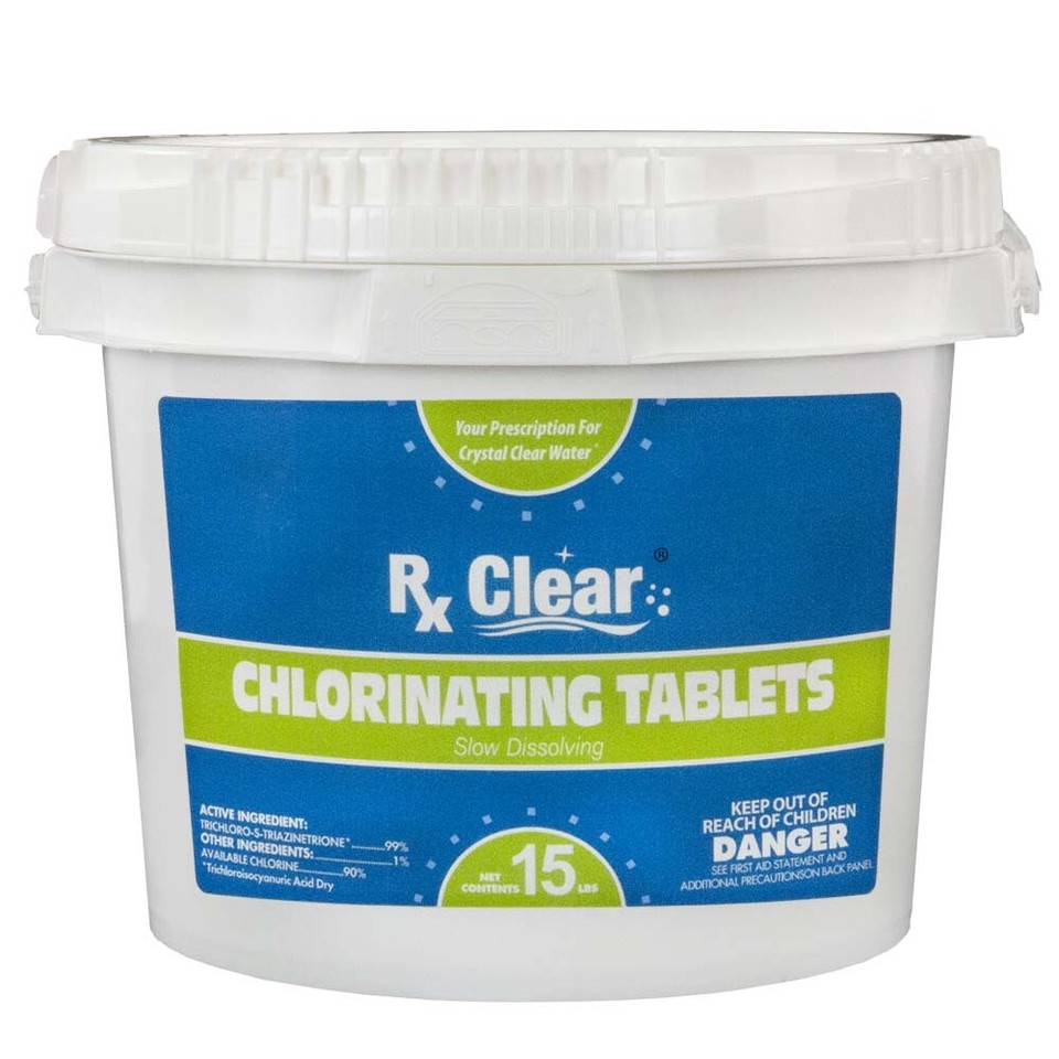Rx Clear 3" Dissolving Stabilized Chlorine Swimming Pool Tablets ...