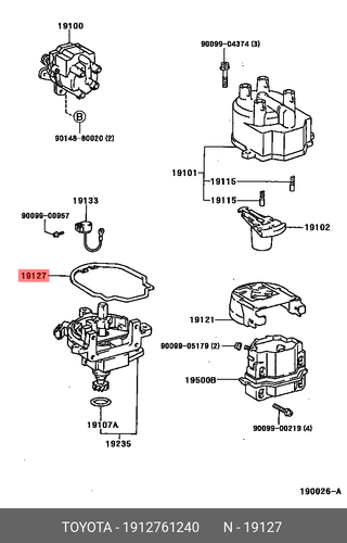 Genuine OE ignition coil adapter gasket, 1912761240 for TOYOTA 19127 ...