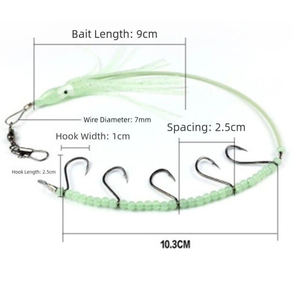 Sea Fishing Lures Glow Octopus with Squid Skirt and Barbed Hooks for ...