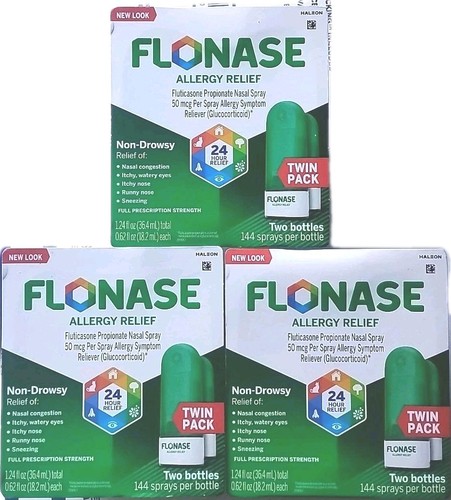 FLONASE Allergy Relief Nasal Spray 144 SP X 2 PK **LOT OF 3 BOXES***EXP ...
