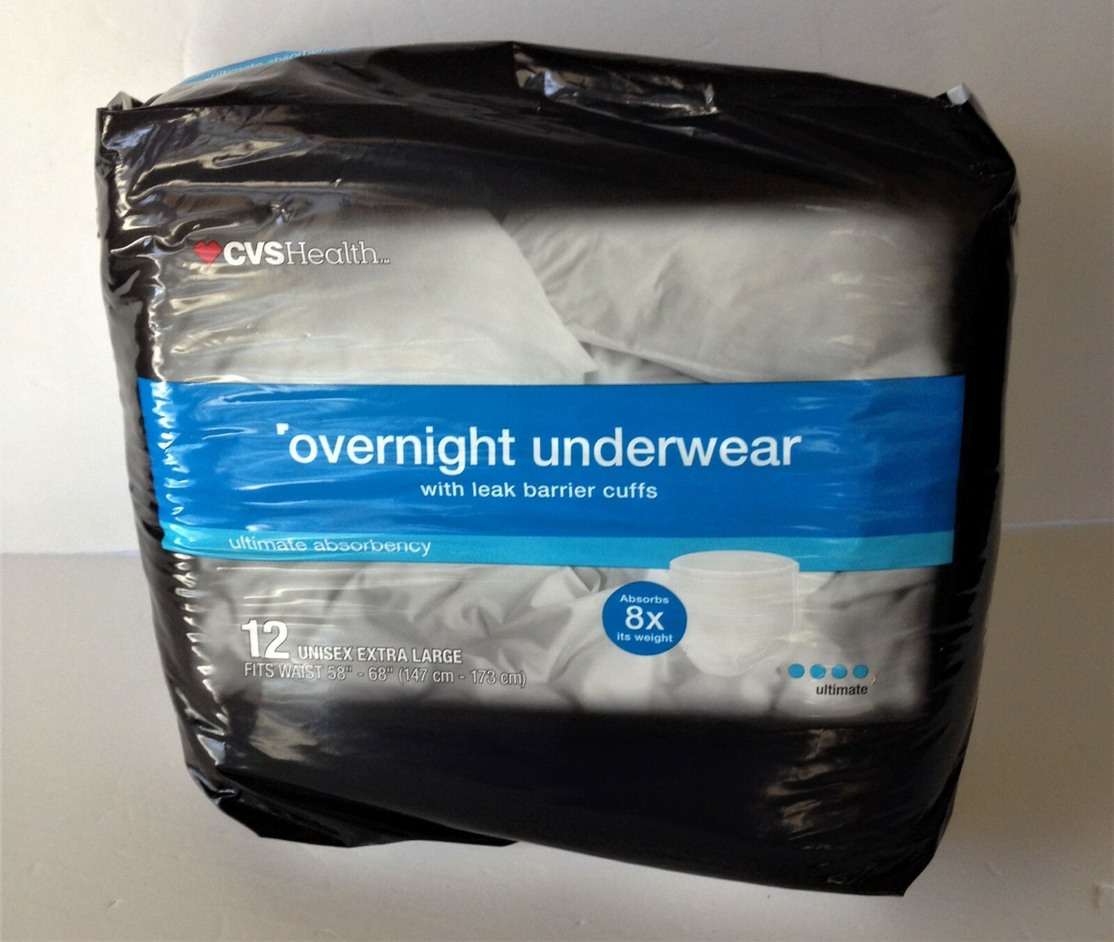 12 CVS OVERNIGHT UNDERWEAR Unisex XL New ULTIMATE ABSORBENCY Leak ...