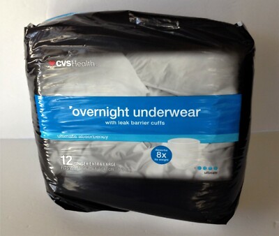 12 CVS OVERNIGHT UNDERWEAR Unisex XL New ULTIMATE ABSORBENCY Leak ...
