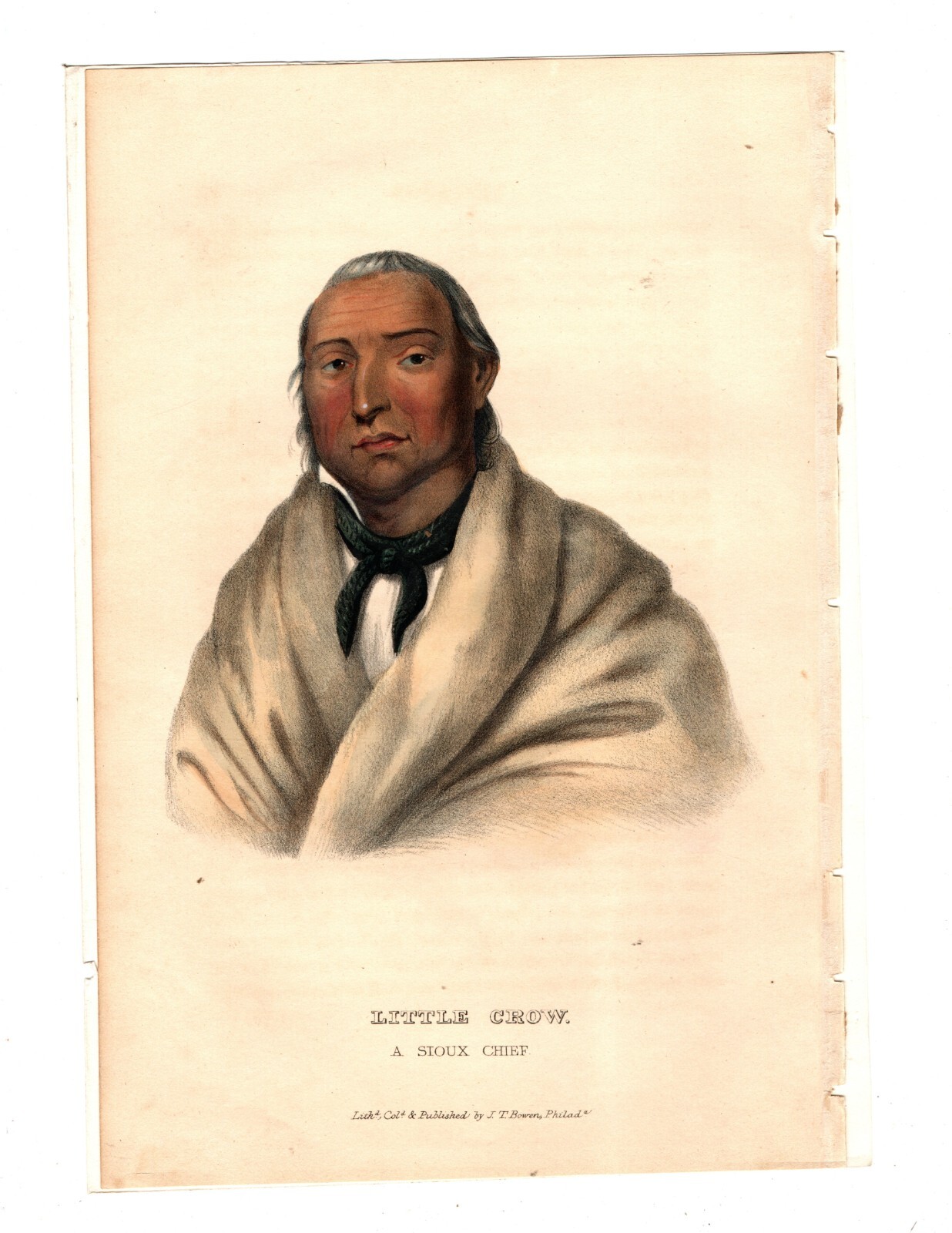 Little Crow, Lithograph, colored & published ca. 1836-44 by J.T. Bowen ...