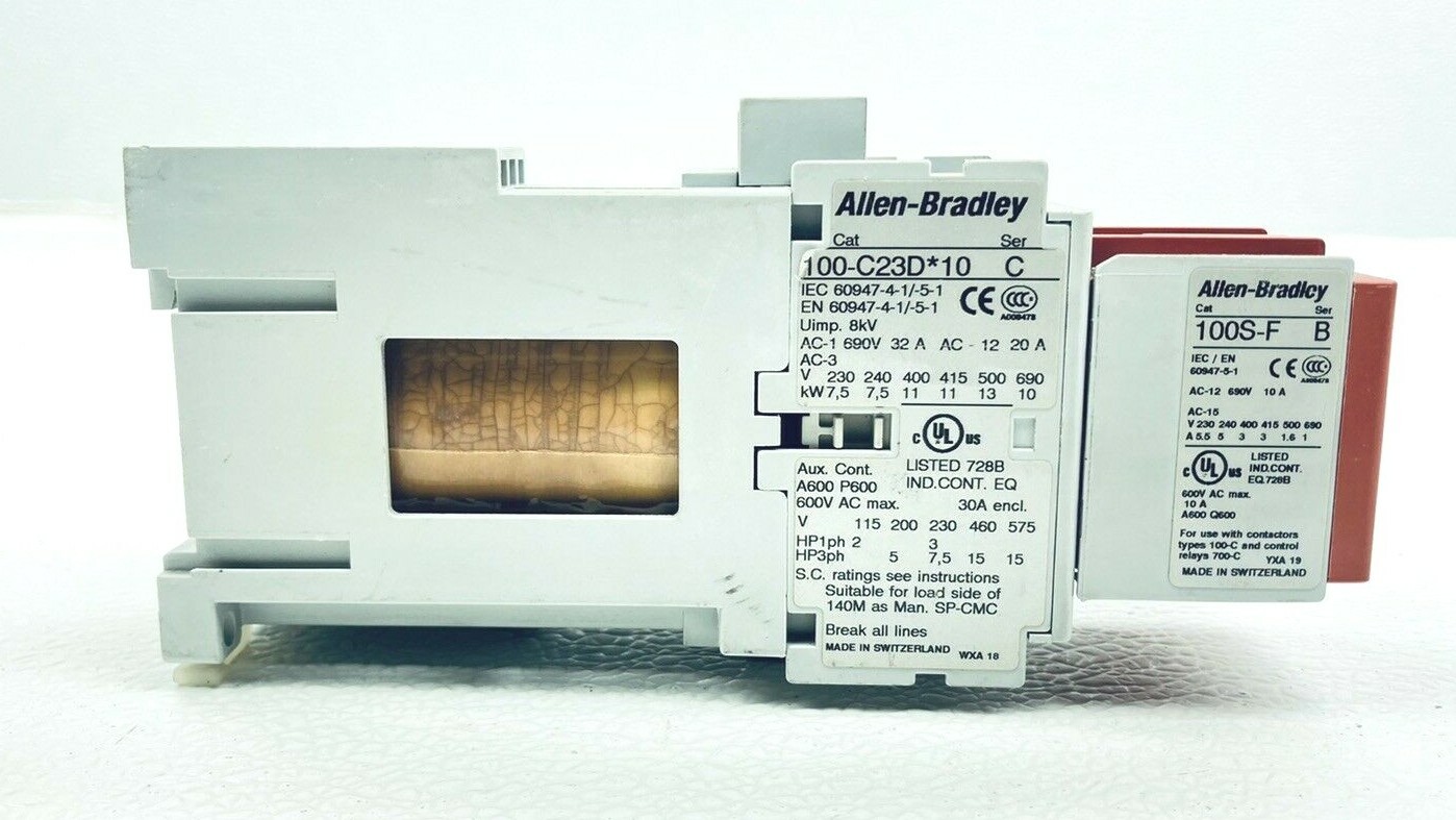 ALLEN BRADLEY 100S-C23DJ14C GUARD MASTER CONTACTOR 24-VDC/COIL SER. C ...