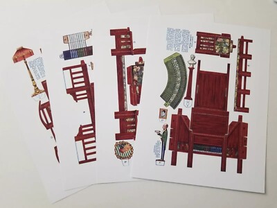 Antique 1920s Colortype Repro Paper Dollhouse Furniture Miniature Doll ...