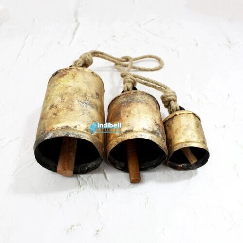 Golden Metal Rustic Farmhouse cow bells (8+6+4 Inch) Antique Christmas ...