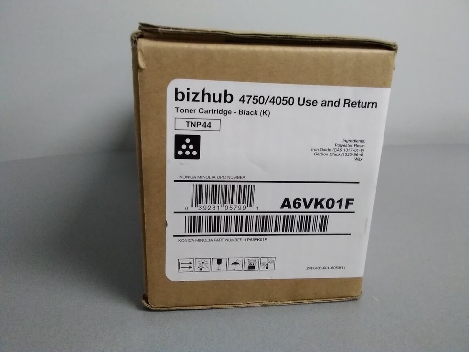 Konica TNP44 A6VK01F Black Toner Cartridge 20,000 For Bizhub 4050, 4750 ...