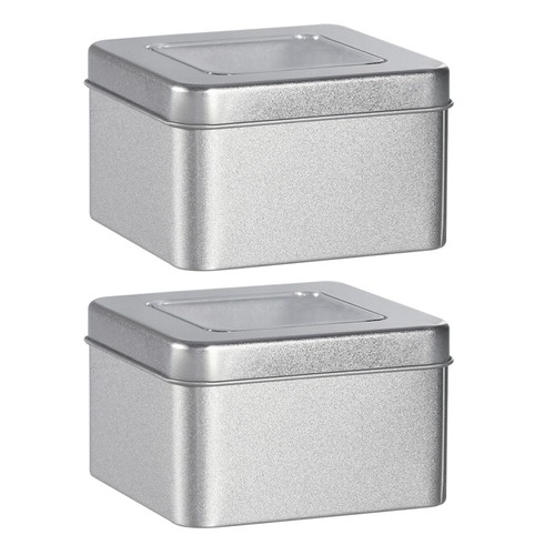 2 Pcs Tin Box Mini Tinplate Storage Boxes Travel Metal Container Tins ...