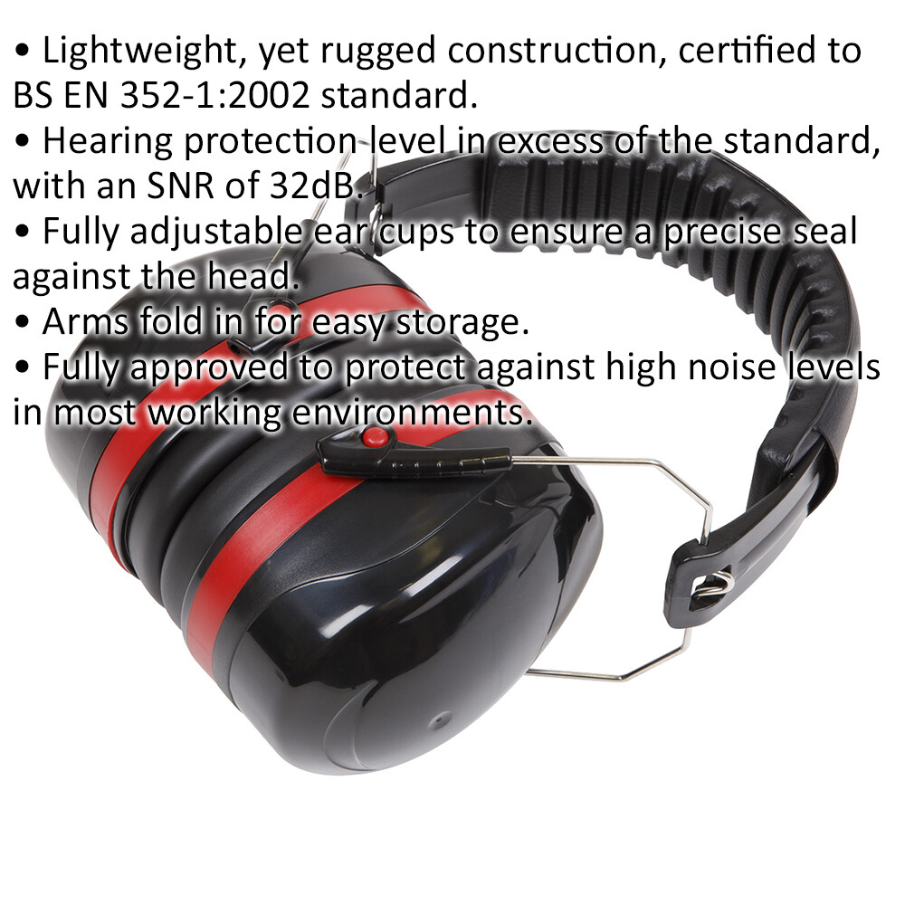 Premium Folding Ear Defenders - Adjustable Ear Cups - Worksite ...