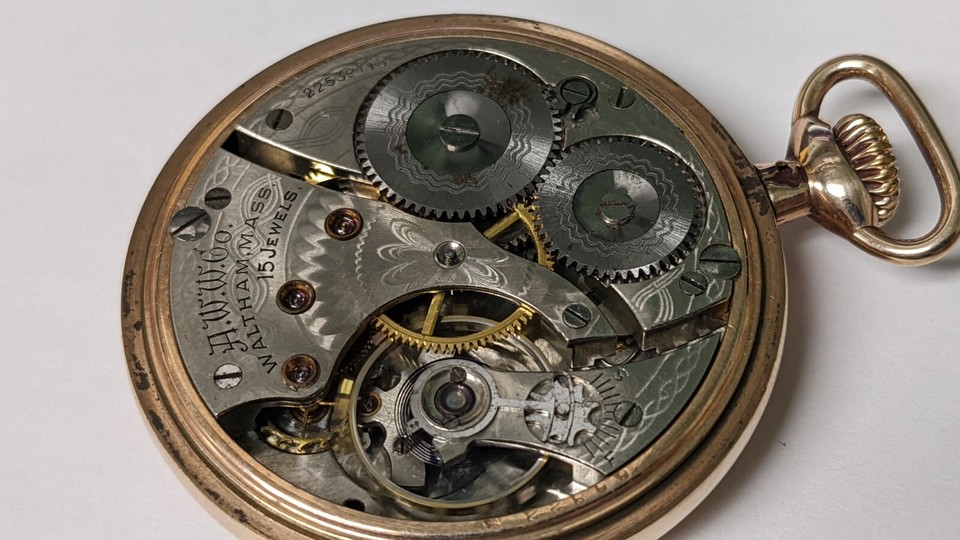 Waltham USA Rose Pocket Watch, original yellow tint crystal. Runs ...