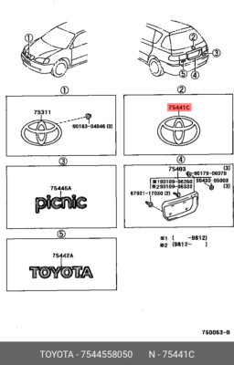 Genuine OE emblem, 7544558050 for TOYOTA 75445-58050 | eBay UK