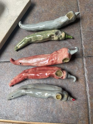 5 X Chili Pepper Pipes 7” Ceramic Tobacco Smoking Hand Pipe Bowls In ...