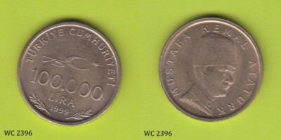 Turkey 100 000 Lira 1999 (Ataturk) Coin | eBay
