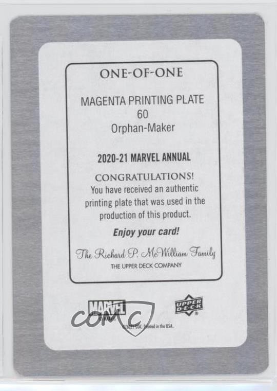 2020-21 Marvel Annual Hologram Printing Plate Magenta 1/1 Orphan-Maker ...