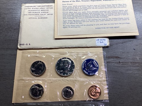 1965 Special Mint Set (SMS)-5 Coins & Silver Kennedy San Francisco Mt ...
