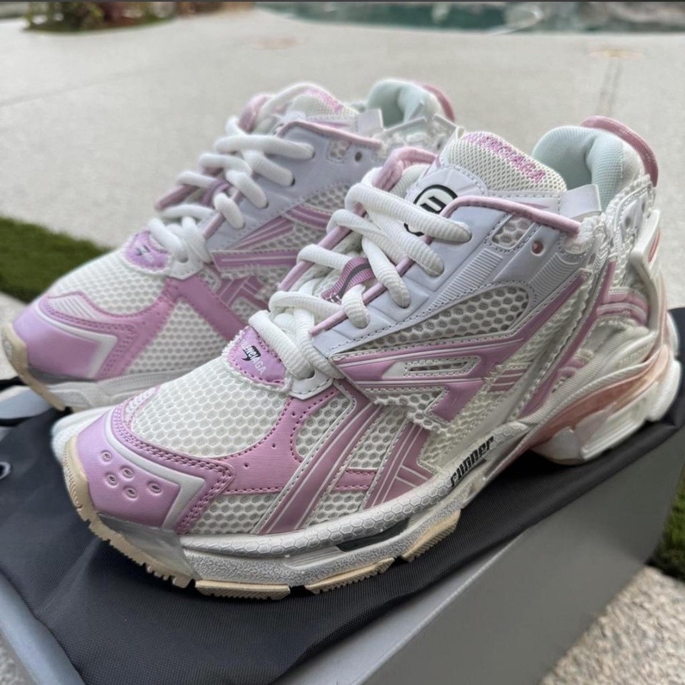 Balenciaga Runner White Pink Women's Athletic Sneaker Mesh Synthetic ...