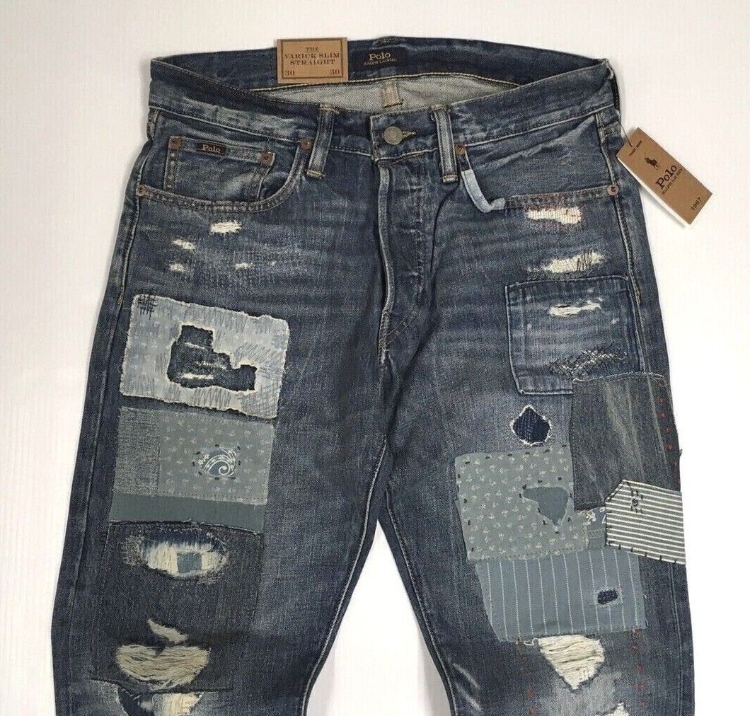 Polo Ralph Lauren Patchwork Repaired Distressed Ripped Shredded Artist ...