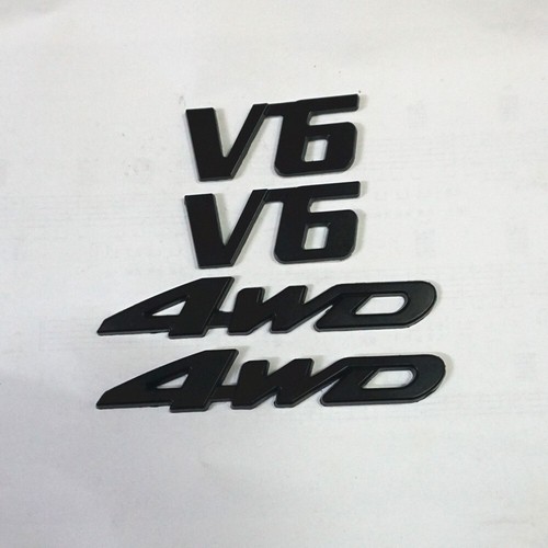 2x V6 + 2x 4WD Black Matte Metal Badge Sticker Emblem Decal SPORT ...