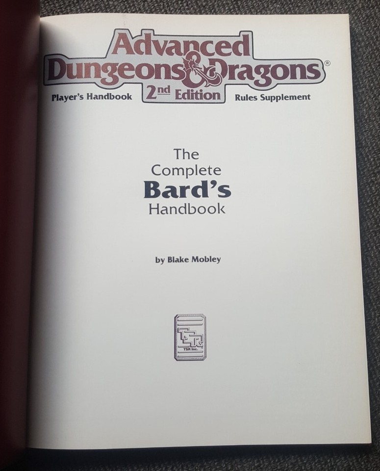 Advanced Dungeons & Dragons (AD&D) - The Complete Bard's Handbook ...