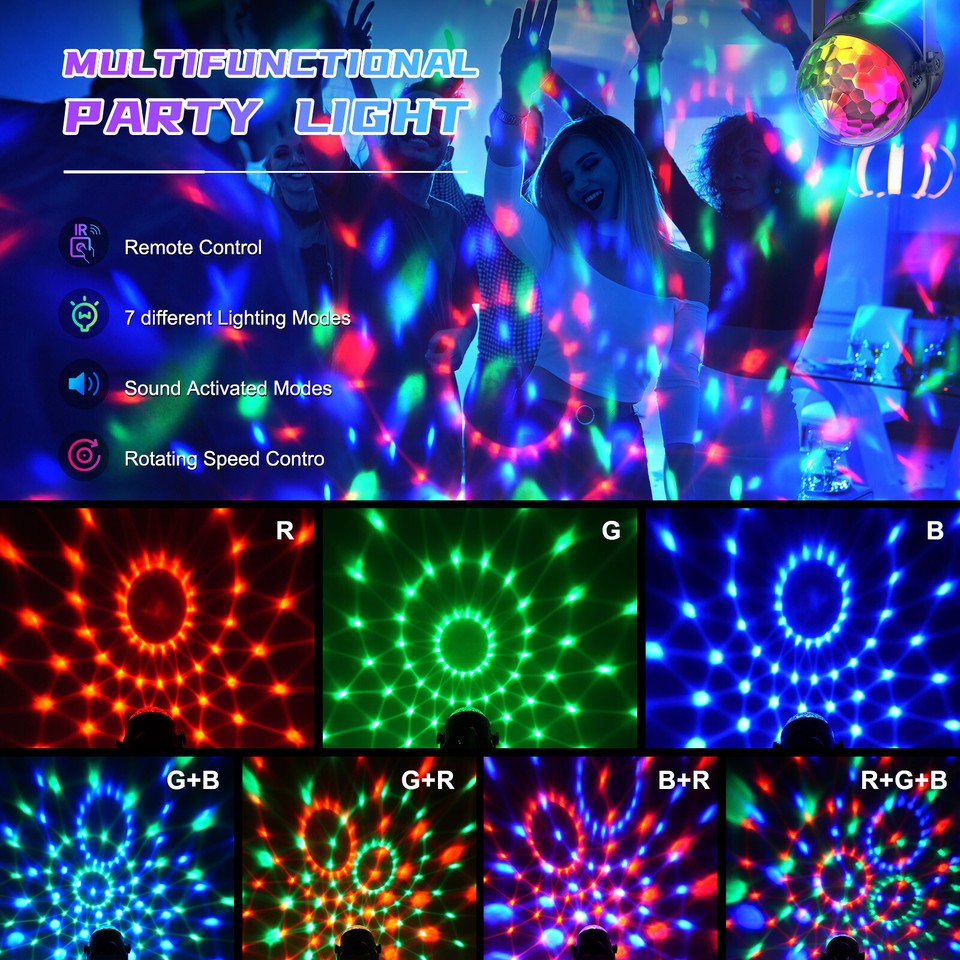 Party Magic Disco Ball Light LED Club RGB Rotating Club DJ Stage Lights ...