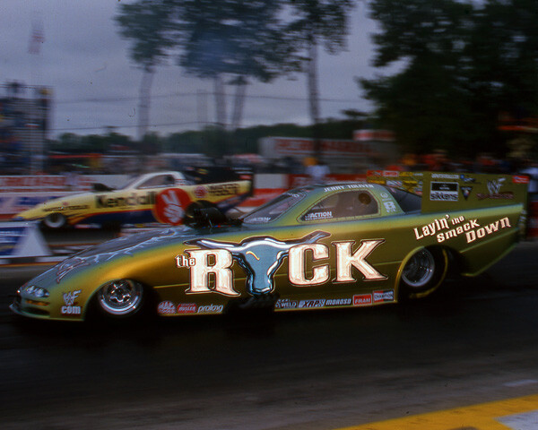 JERRY TOLIVER THE ROCK LAYING THE SMACK DOWN FUNNY CAR 8X10 GLOSSY ...