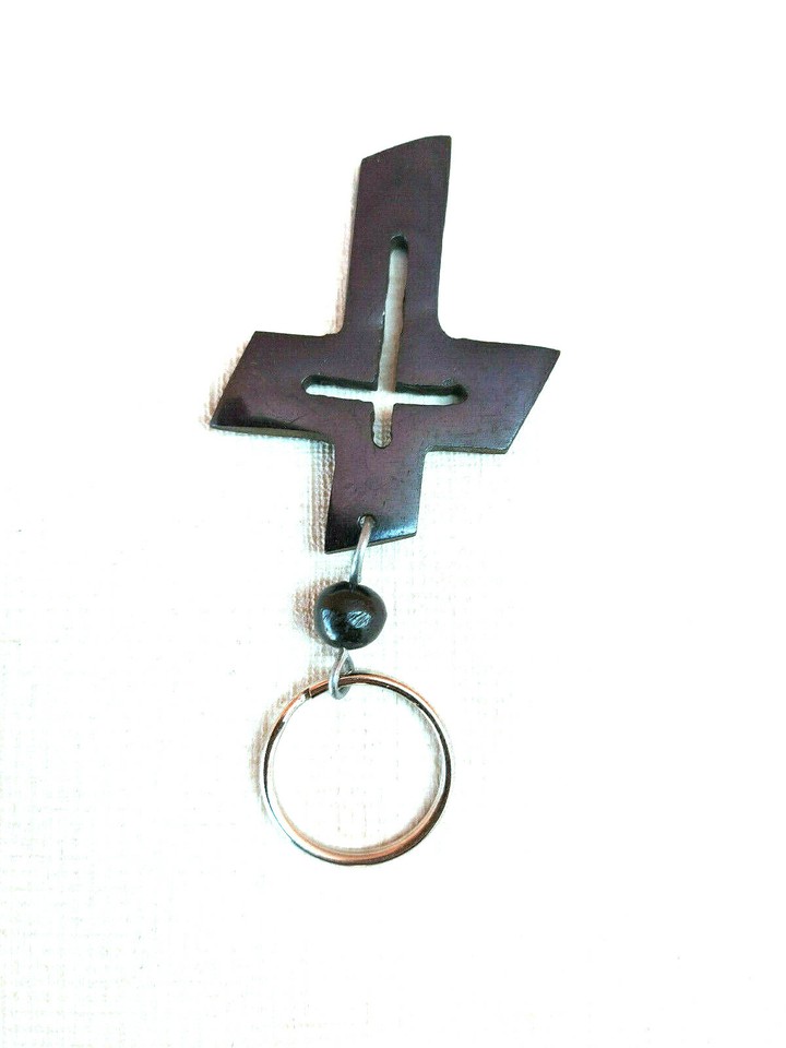 Cross Keyring Brown Bone with Inticate Cut Cross & Bead Faith Gifts ...