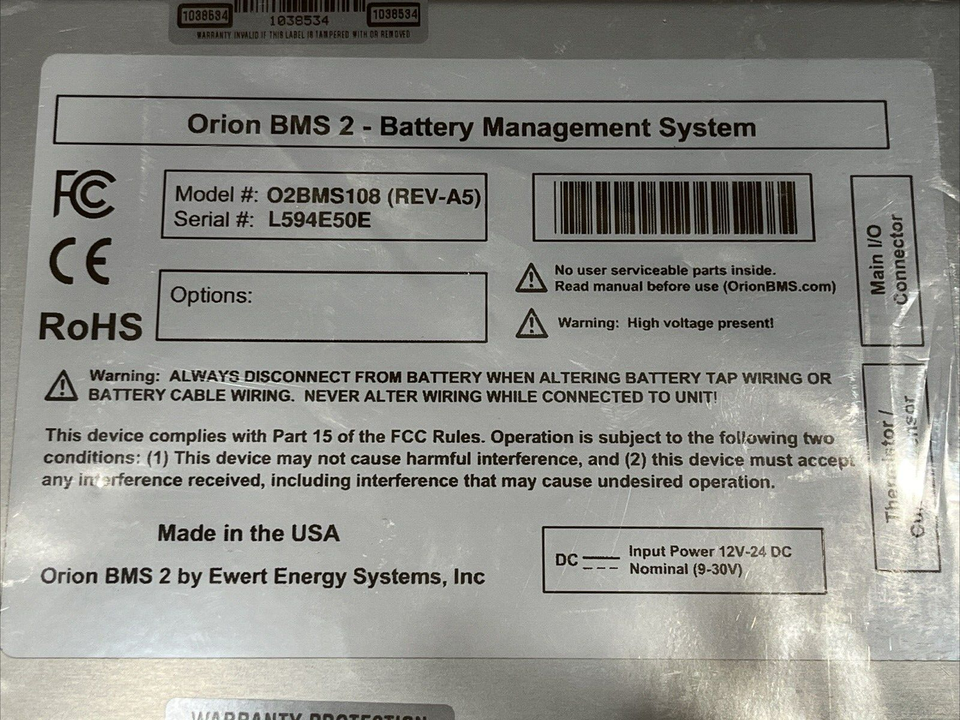 Orion BMS 2 , O2BMS108 (REV-A5) 108 Battery Management System New ...