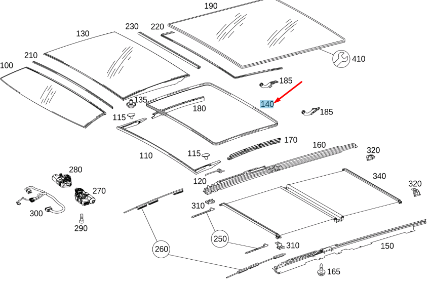 MERCEDES-BENZ ML W166 Glass Sliding Roof Seal A2127830296 NEW GENUINE ...