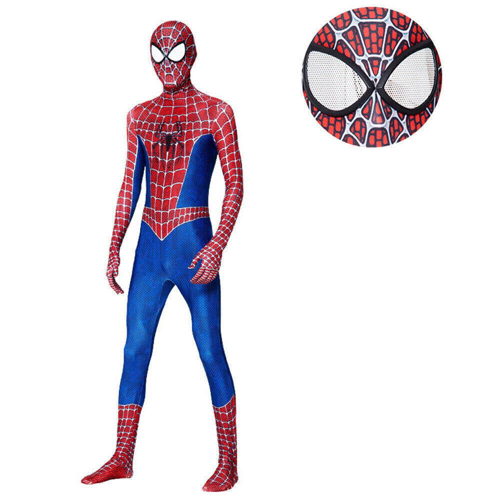 Mens Spiderman Jumpsuit Cosplay Costume Suit Fancy Dress Party ...