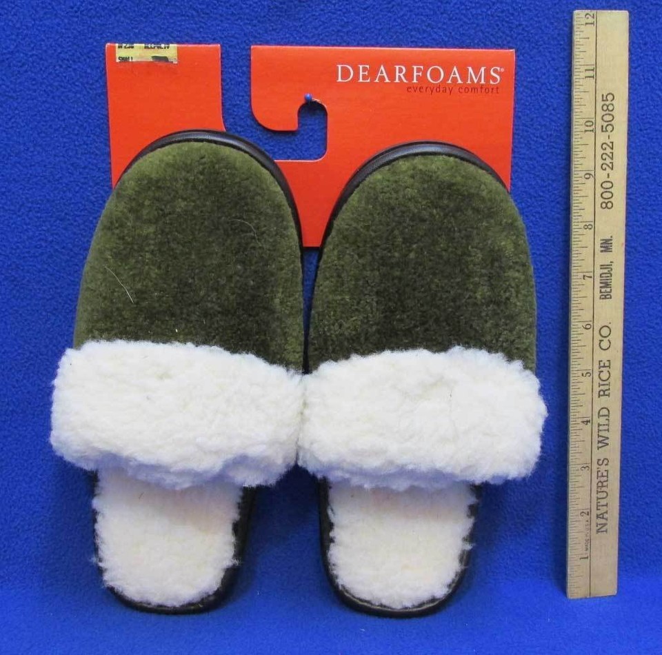 Slippers Slip On Scuff Clog Rubber Sole Dearfoams Size Small Black Red ...