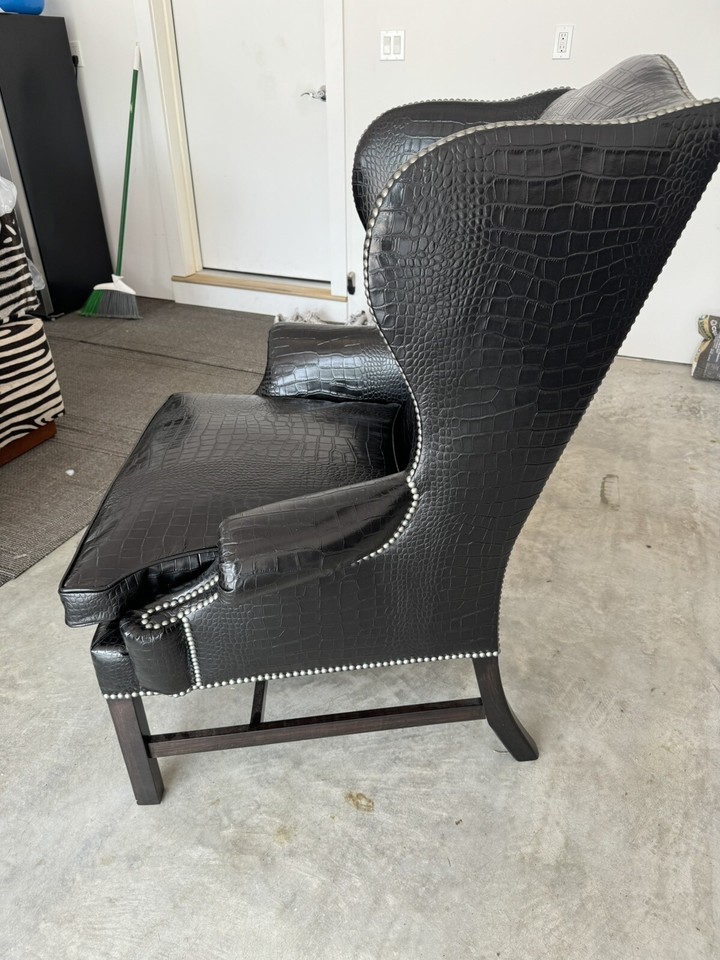 Ralph Lauren Home Devonshire Wing Chair RLU39200 Duke Crocodile Black ...