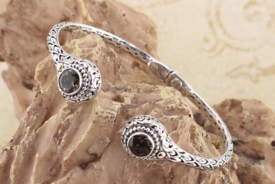 Handcrafted 925 Sterling Silver "Grounding Stone" Smokey Quartz Cuff ...