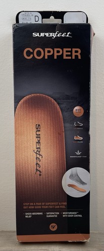 NEW! Superfeet COPPER Comfort Insoles Inserts, Size (D) 7.5-9 Men / 8.5 ...